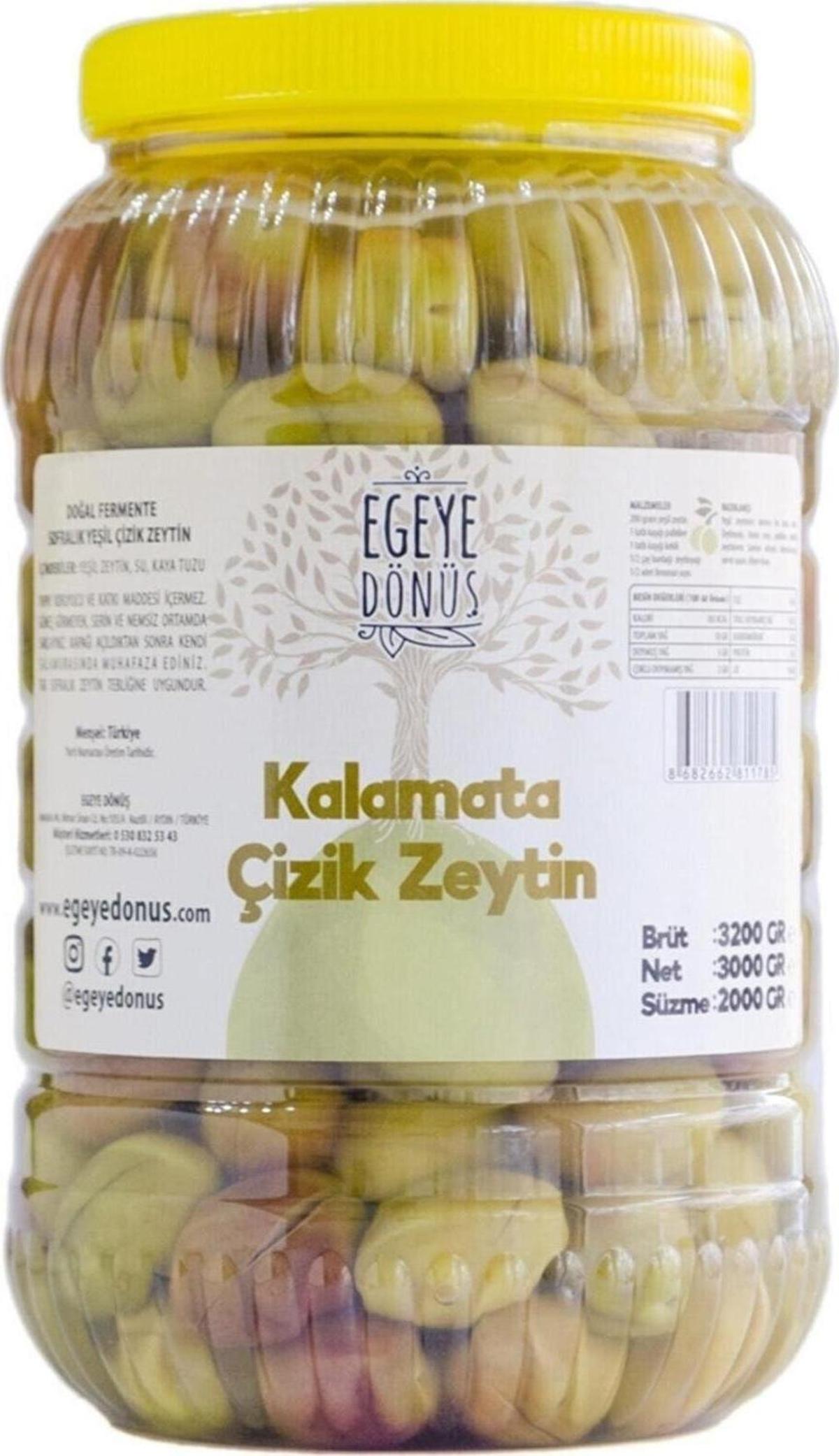 Egeye Dönüş Ev Yapımı Geleneksel Kalamata Iri Boy Yeşil Çizik Zeytin ...