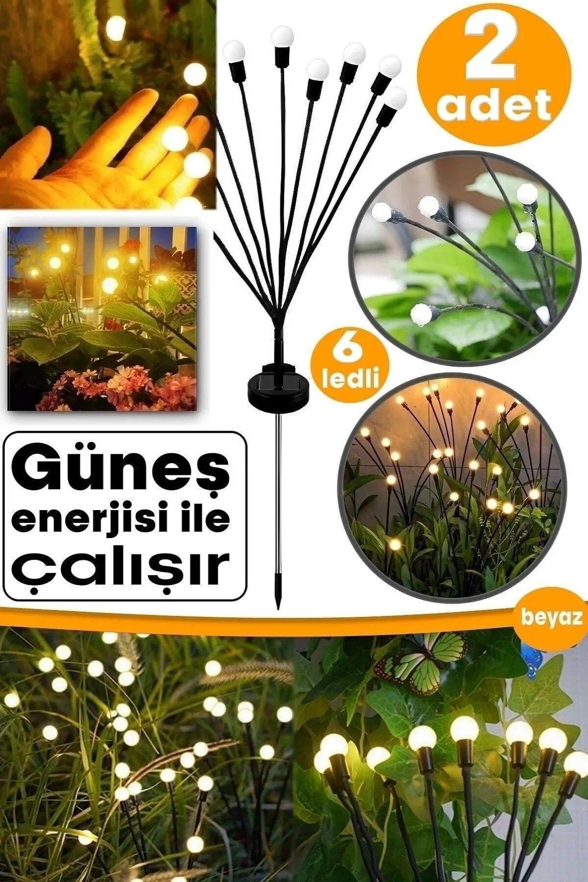 Adm Store 2 Adet 6 Led'li Güneş Enerjli Güneş Enerjili Ateş Böceği ...