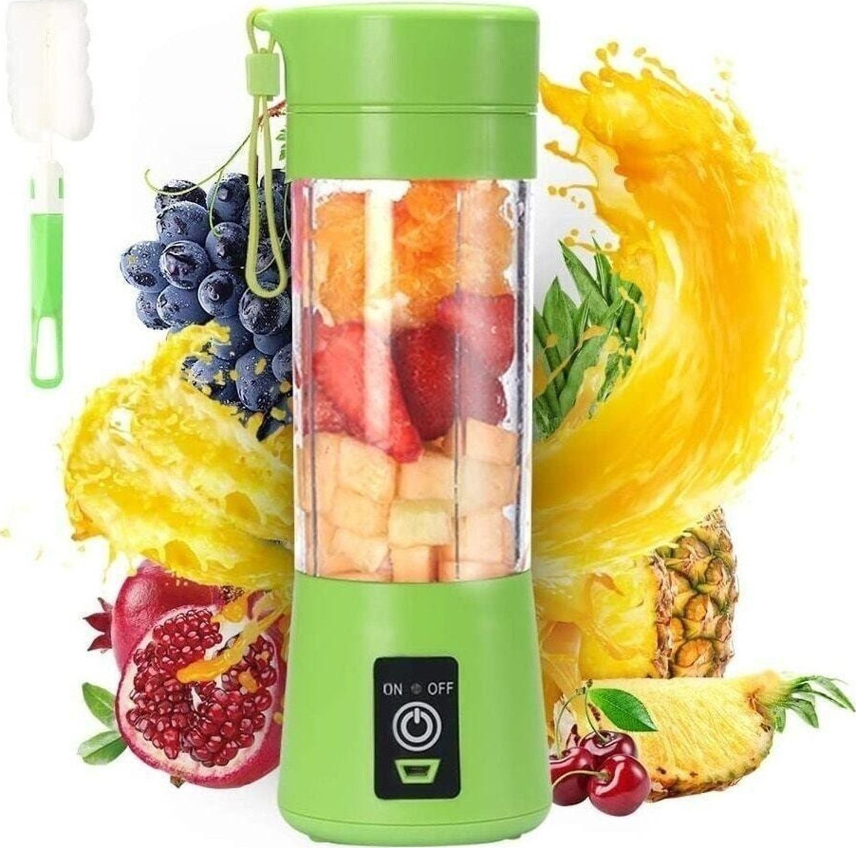 Adm Store Usb Şarjlı Meyve Sıkacağı Mini Mikser Yeşil Taşınabilir El Blenderı Kişisel Mikser ...
