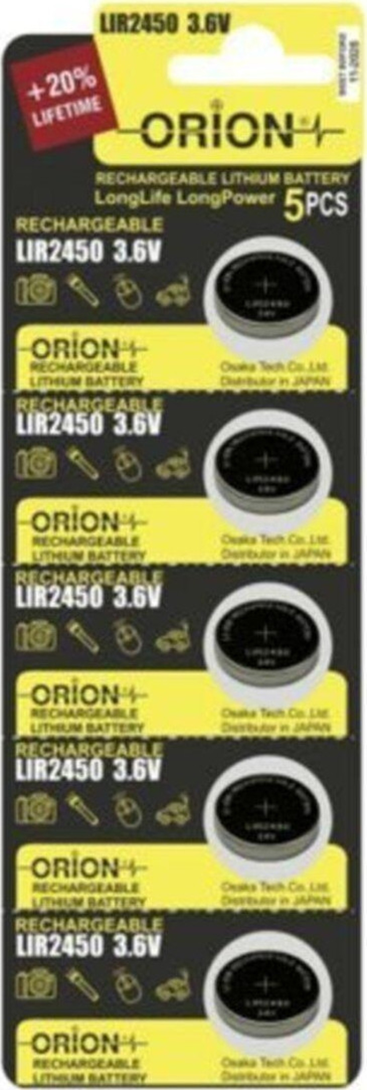 Orion Lityum Lır2450 3.6V Şarj Edilebilir Pil 5'Li Paket - idefix