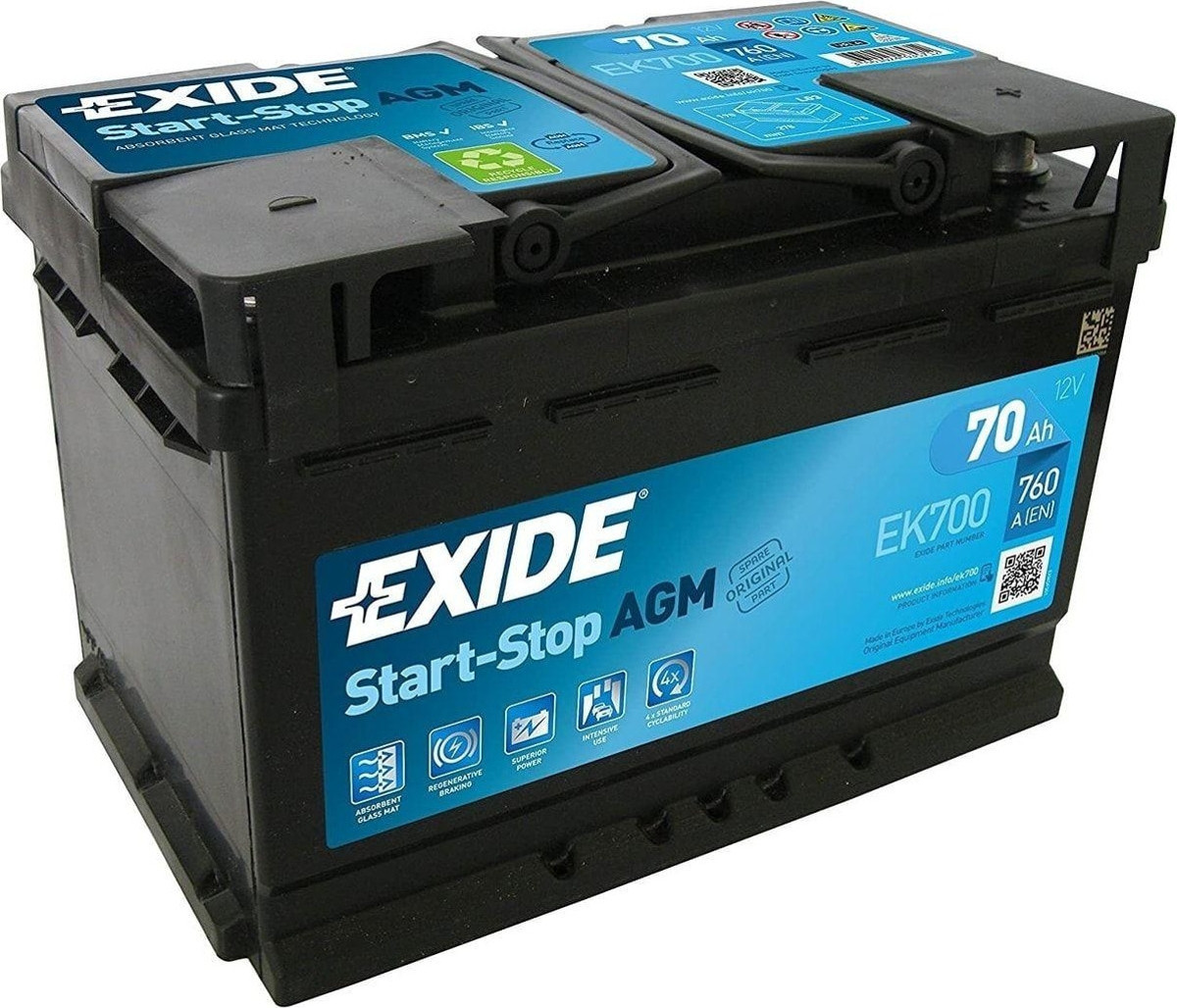 Exide 12 Volt 70 Ah Amper Ek700 760A Agm Akü