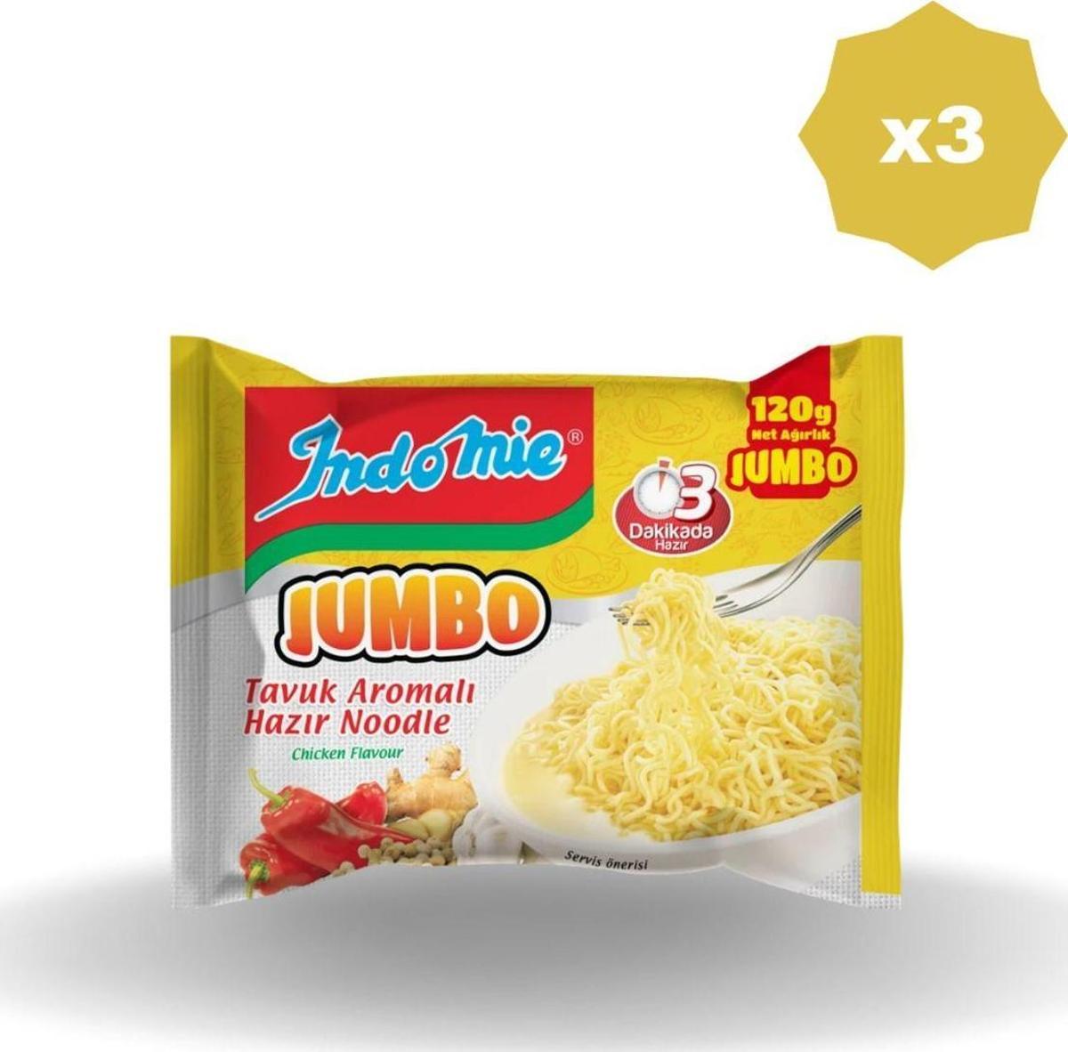 Indomie Jumbo Tavuk Aromalı Noodle 120 Gr X 3 Adet - idefix