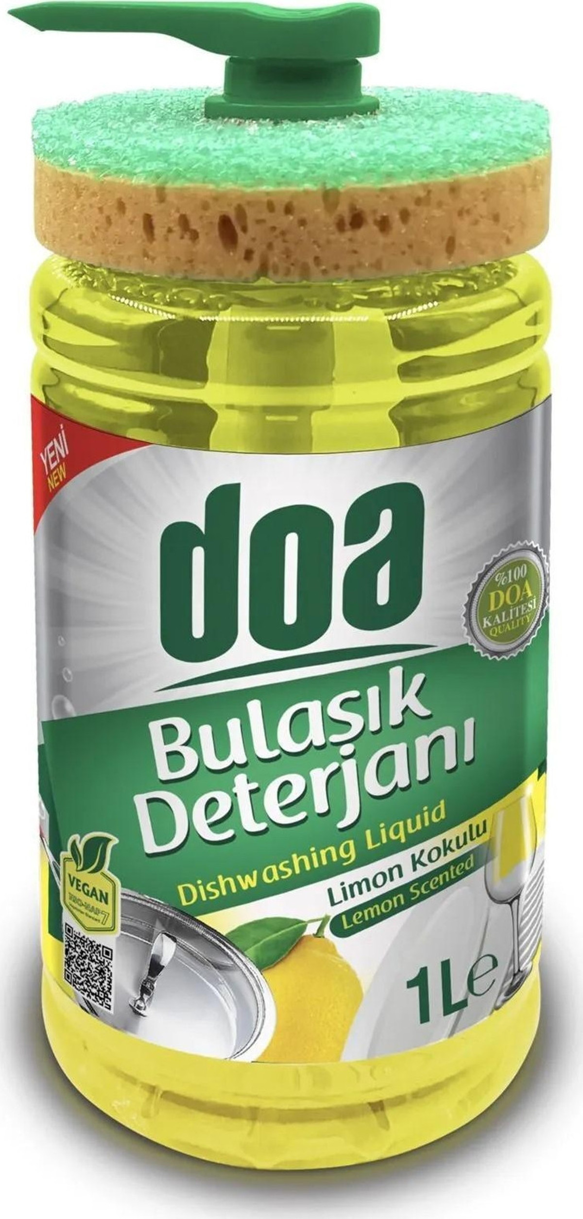 Doa Sıvı Bulaşık Deterjanı Limon Özlü-Bulaşık Süngeri Hediyeli - idefix
