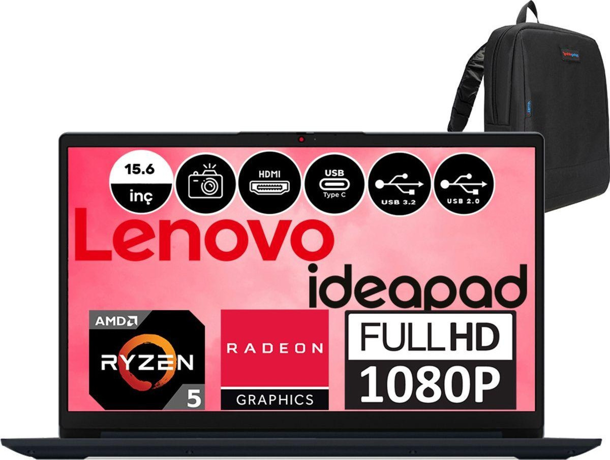 Lenovo Ideapad 1 15ALC7 Amd Ryzen 5 5500U 12GB 4TB SSD Freedos 15.6" FULLHD Koyu Mavi ...