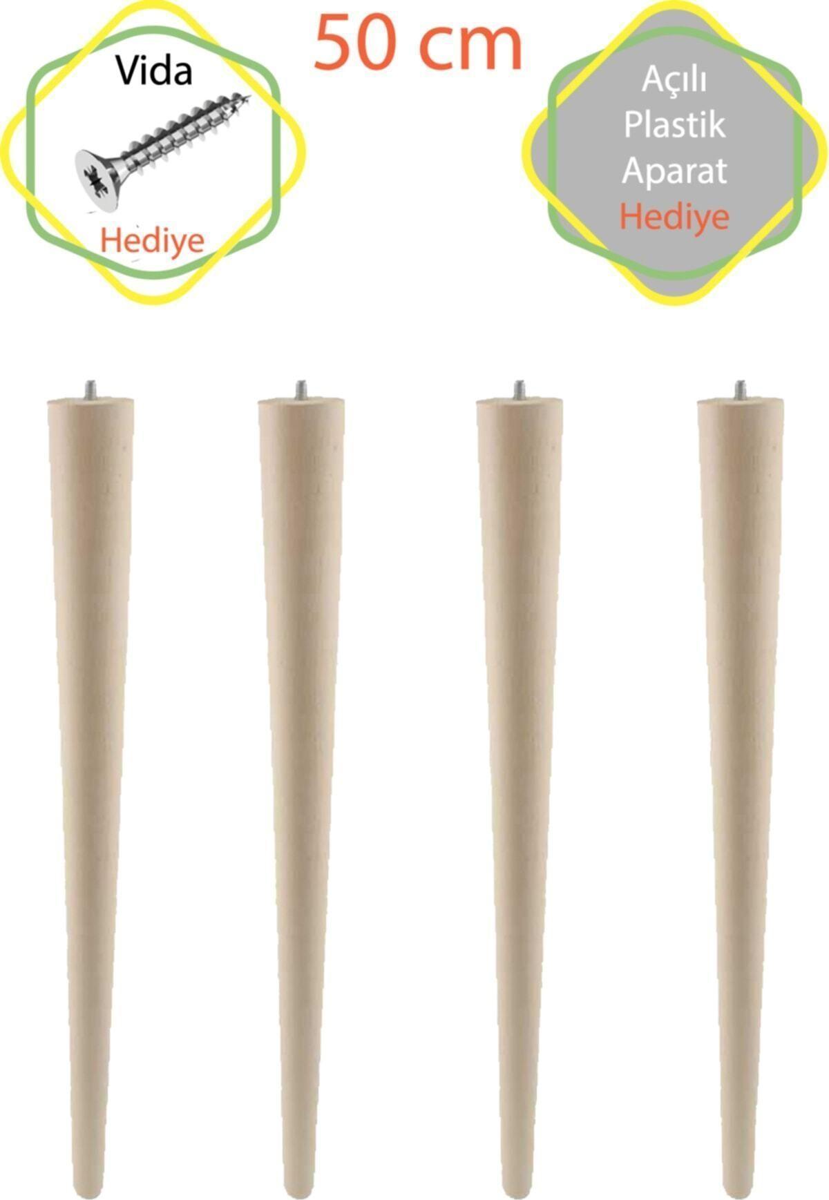 Ahşap Ham Ayak 50 Cm 4'lü Set Kütük Masa Orta Sehpa Zigon Ayağı - idefix