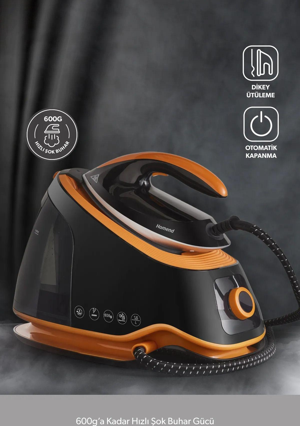 HOMEND Jetsteam 1174h Otomatik Sıcaklık Ayarlı Buhar Kazanlı Ütü Siyah ...