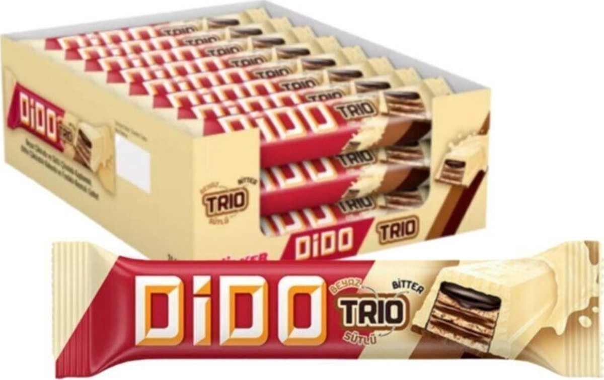 Ülker Dido Trio Beyaz Sütlü Çikolatalı Gofret 36,5gr x 24 Adet - idefix