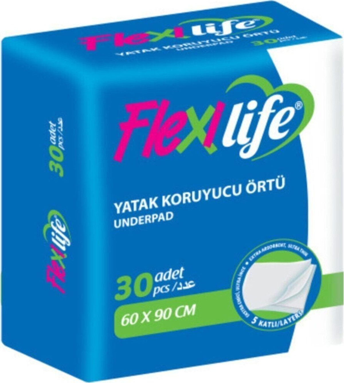 Flexi Life Hasta Altı Bezi Yatak Koruyucu 60X90 Cm 30 Lu 1 Paket - idefix