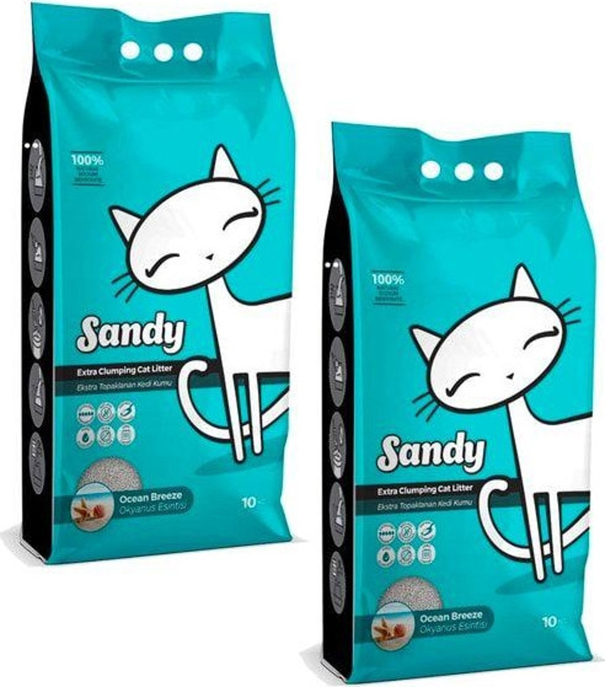 Sandy Cat Litter Doğal Sodyum Bentonit Okyanus Esintisi Kedi Kumu 10 Kg ...