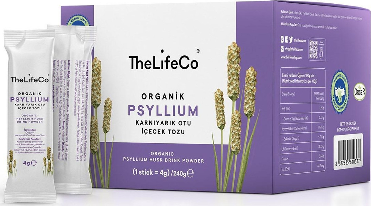 TheLifeCo Organik Psyllium - Karnıyarık Otu 4 g*60 Adet Şase - idefix