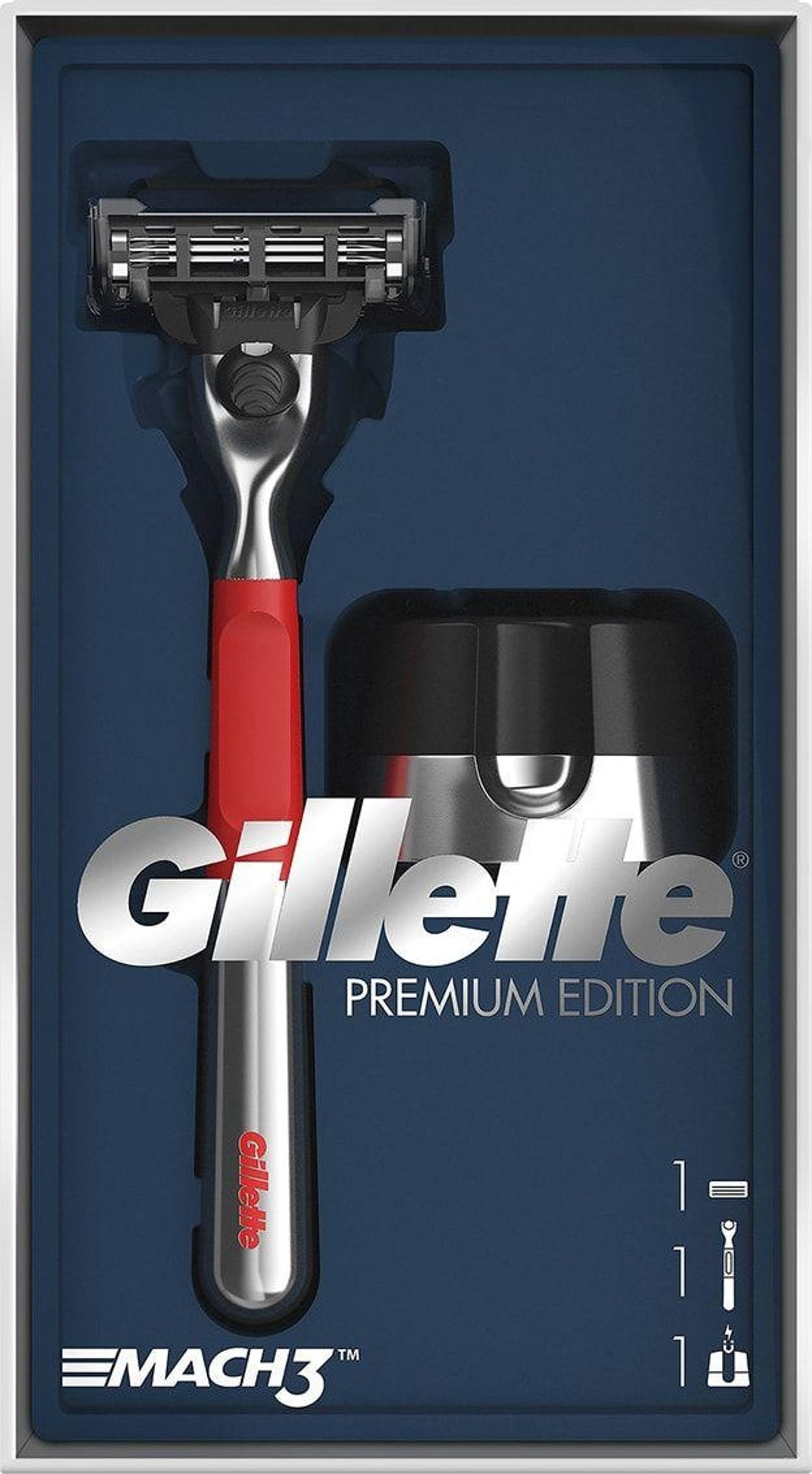 Gillette Mach 3 Makine + Manyetik Stand Red Edition - idefix