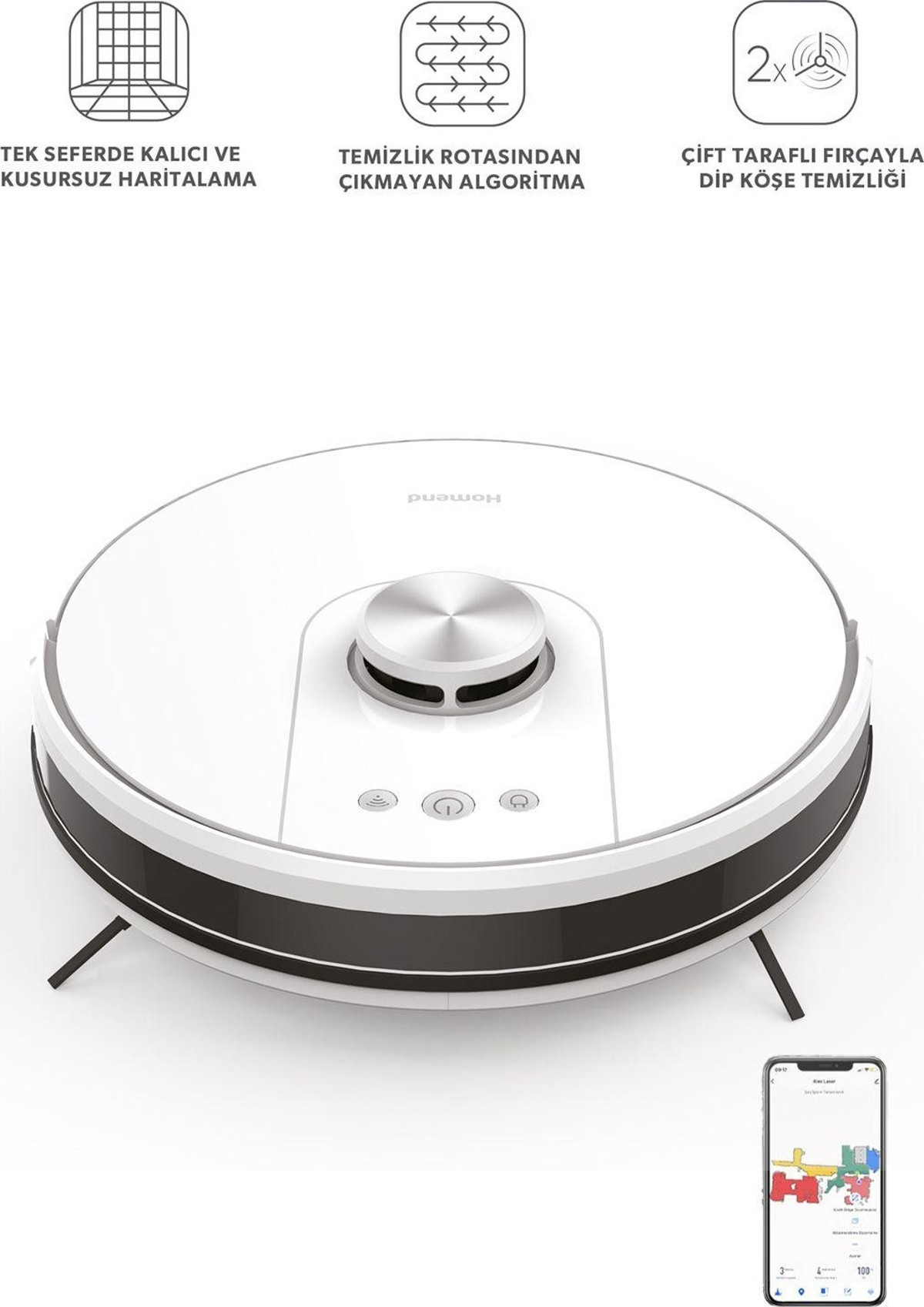 Homend Alex Laser Pro 1286h Moplu Ve Haritalamalı Akıllı Robot Süpürge ...