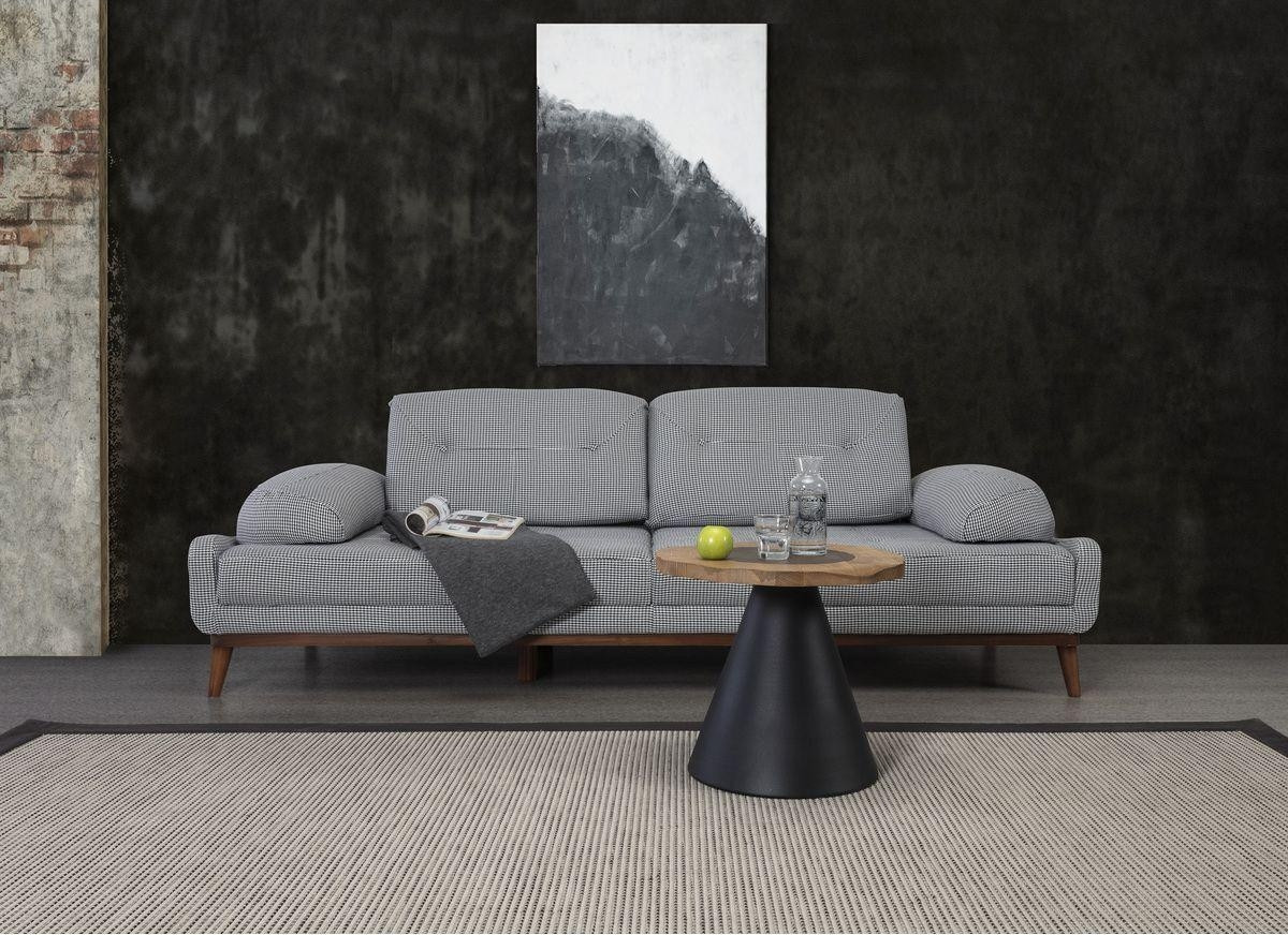 Perla Sofa Nelson Üçlü Koltuk Keten Gri Kazayağı - idefix