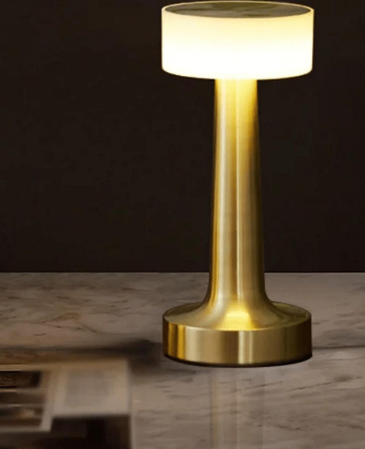 Modern Led Abajur Masa Lambası Dokunmatik 3 Mod Kademeli Şarjlı Dokunmatik Gold Masa Lambası ...