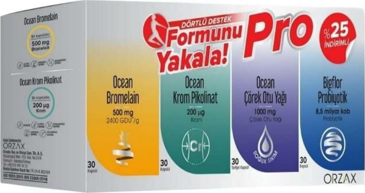 Ocean Formunu Yakala 4'lü Set 30 Kapsül - Bromelain + Krom Pikolinat ...
