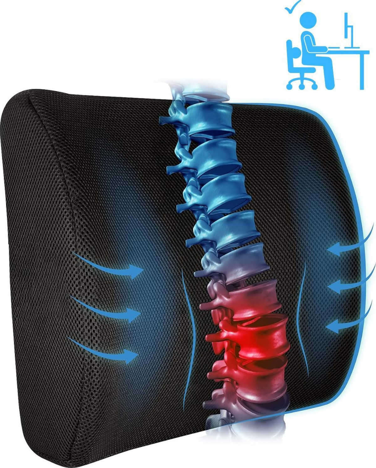 Visco Bel Destek Yastığı Memory Foam Dik Duruş Ortopedik Yastık Omurga ...