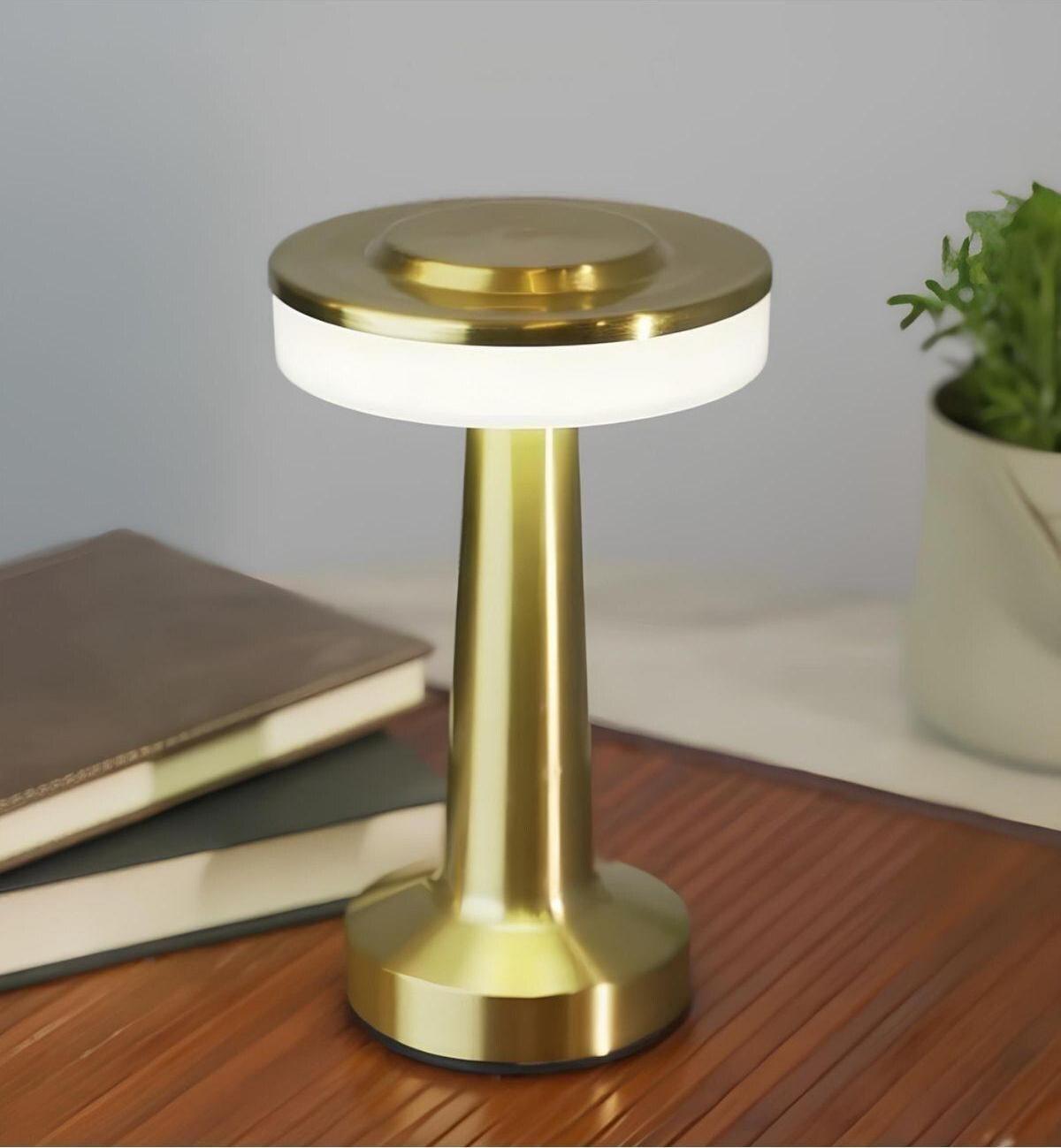 Şarjlı Dokunmatik Gold Masa Lambası Modern Led Abajur Masa Lambası Dokunmatik 3 Mod Kademeli ...