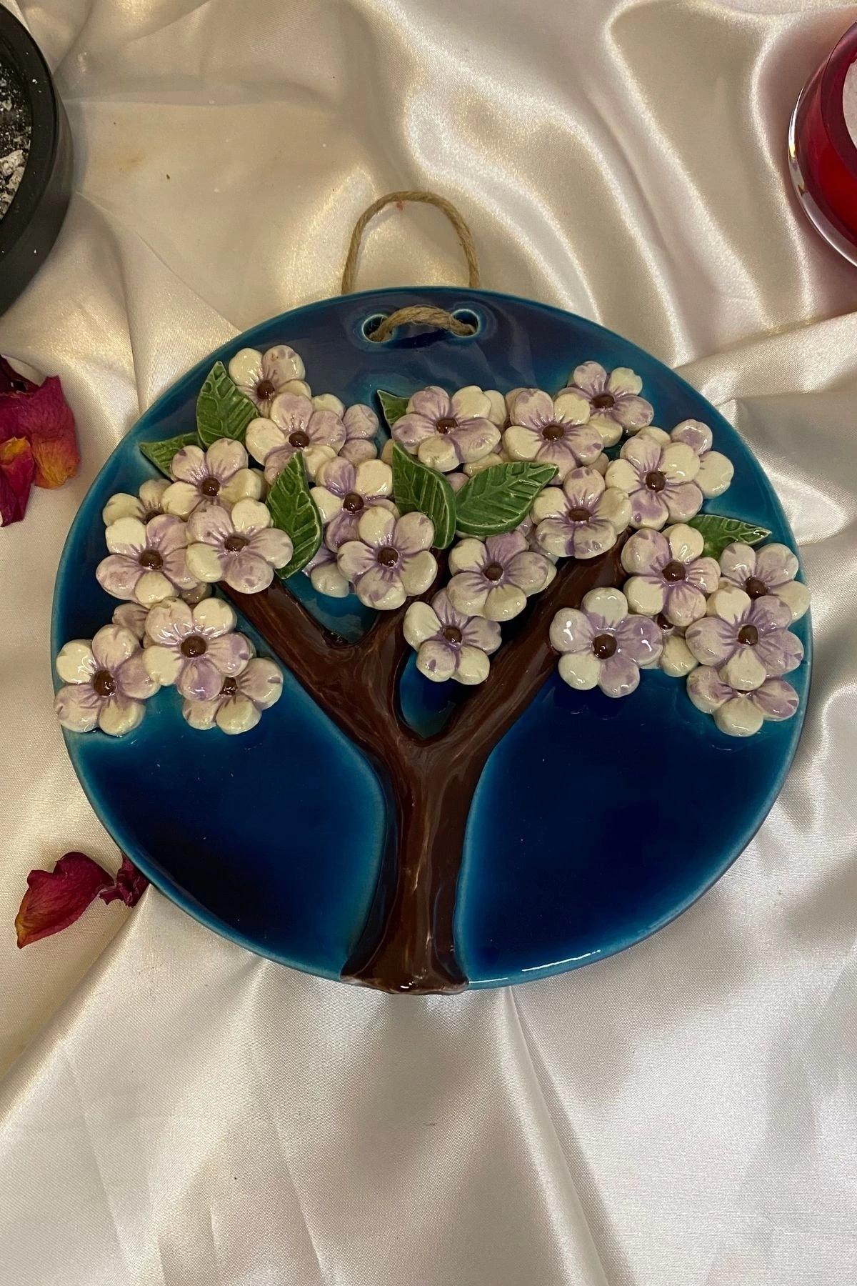 Yaşam Ağacı Nazar Ağacı Seramik Duvar Panosu Beyaz - idefix