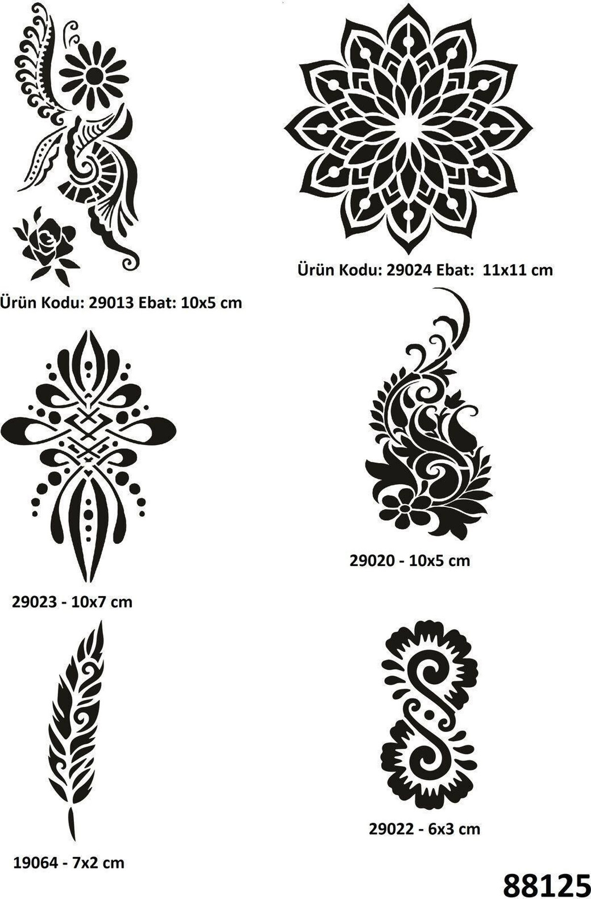 Airbrush Tattoo Kadın Sembolleri 6 Adet Geçici Dövme Kalıbı Spreysiz ...
