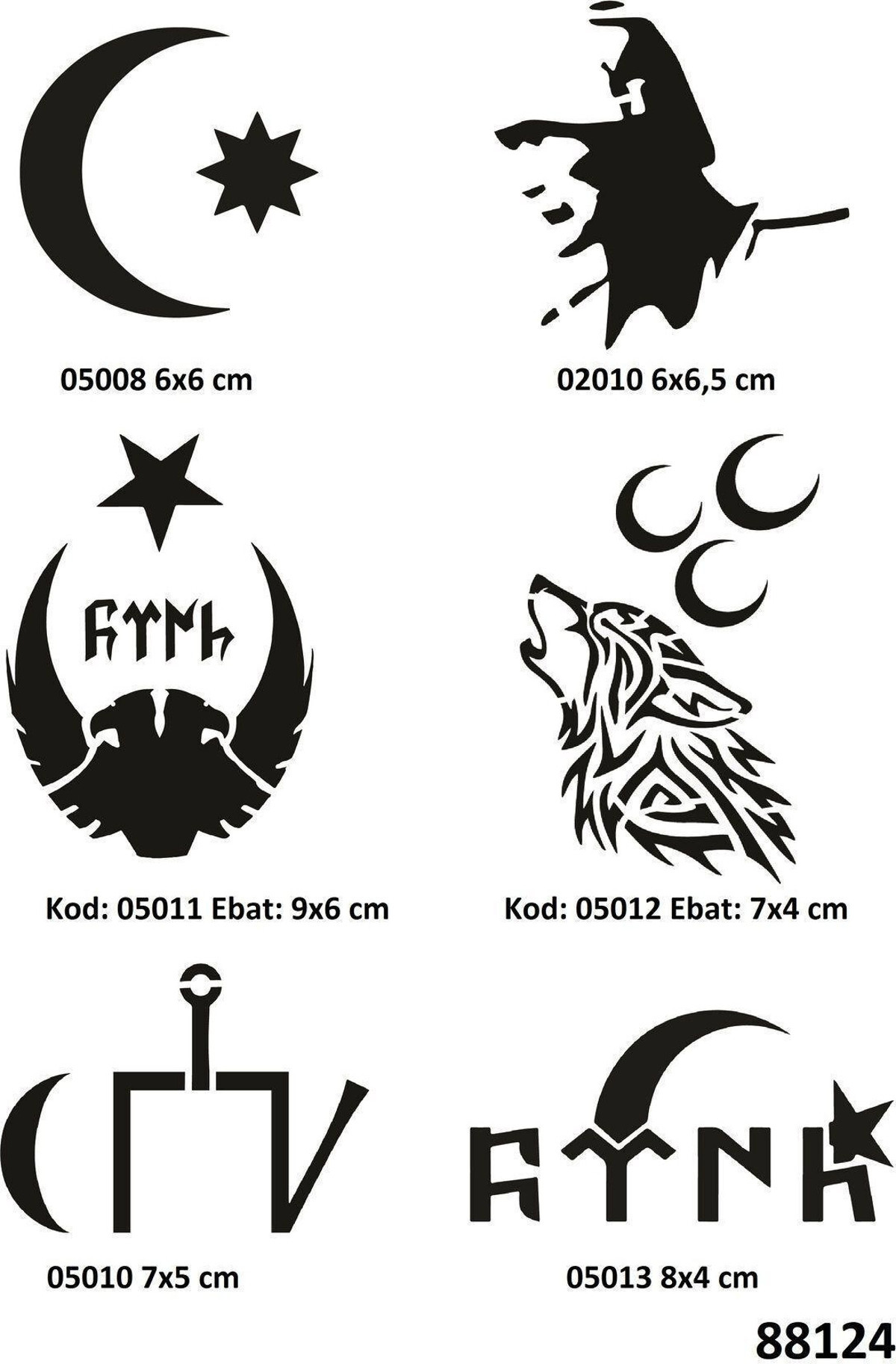 Airbrush Tattoo Milli Semboller 6 Adet Geçici Dövme Kalıbı Spreysiz ...