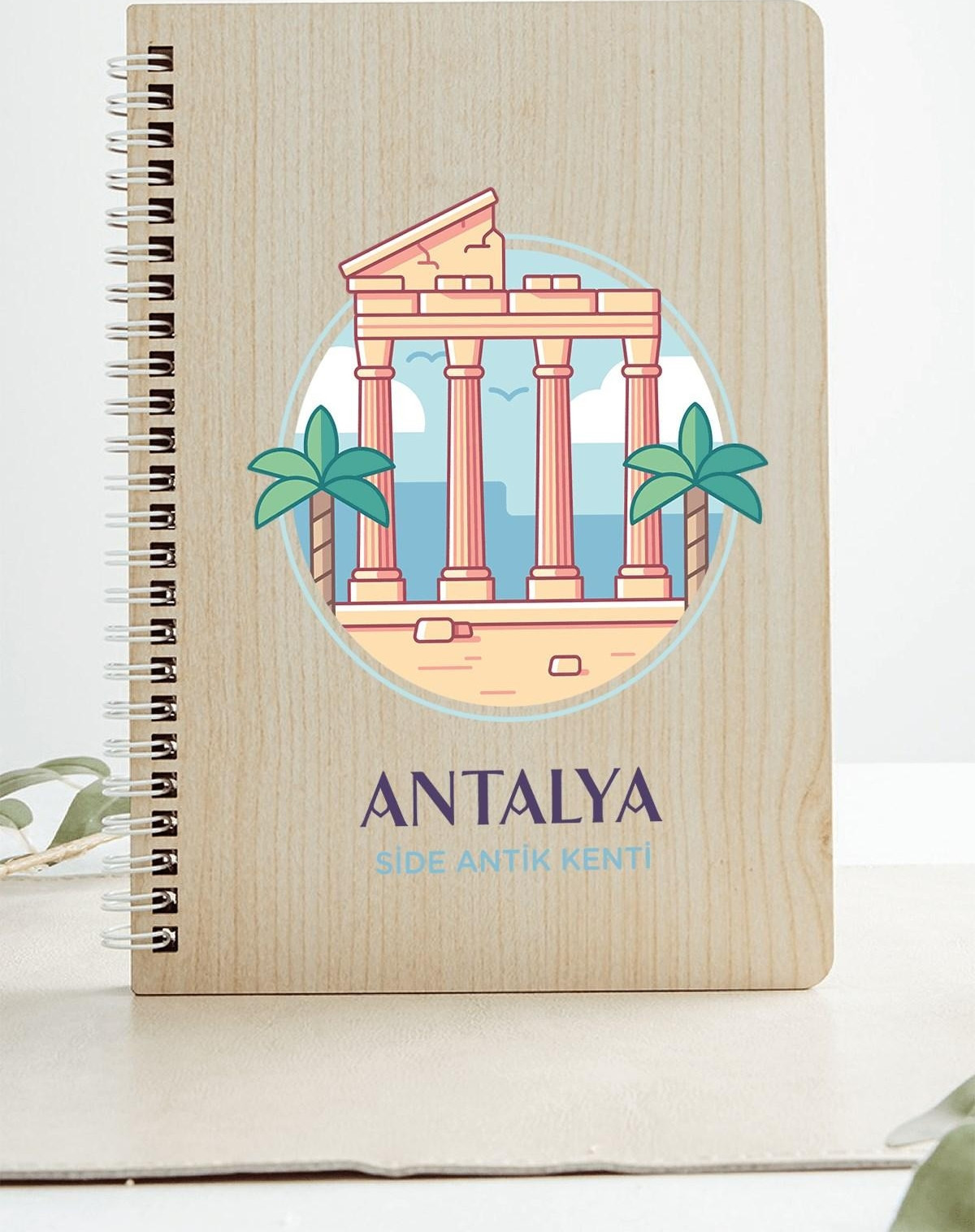 Antalya Side Antik Kenti Şehir Tasarım Ahşap Kapaklı Defter Kraft Kağıt ...