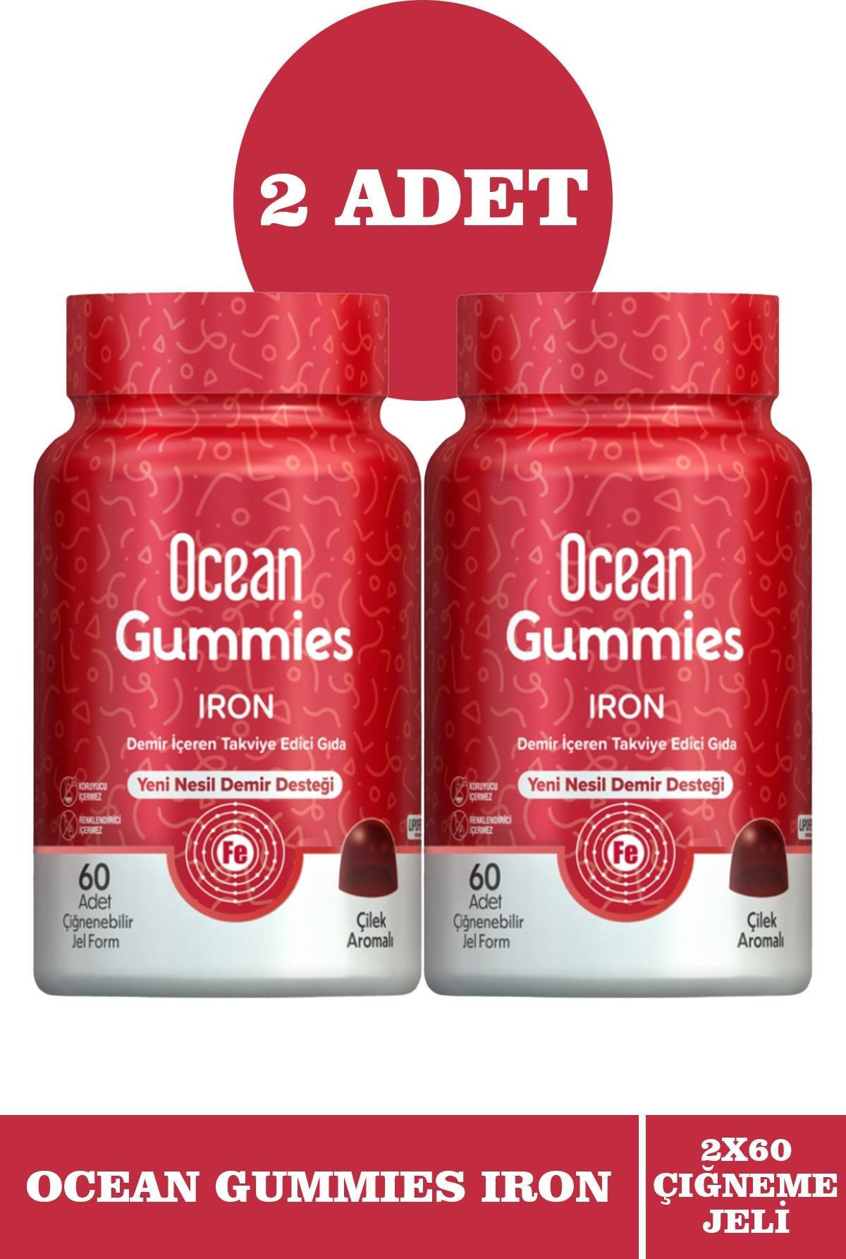Ocean Gummies İron 60 Çiğneme Formu 2 Adet - idefix