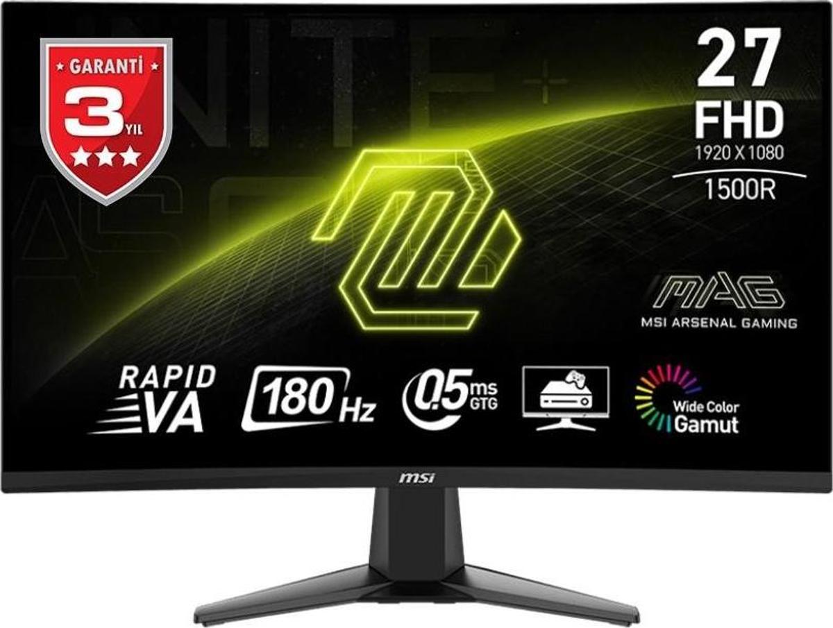 Msı Mag 27C6F 27" 180HZ 1ms Adaptıve-Sync 1920X1080 (Fhd) 16:9 Curve 1500R Rapıd Va Gamıng ...