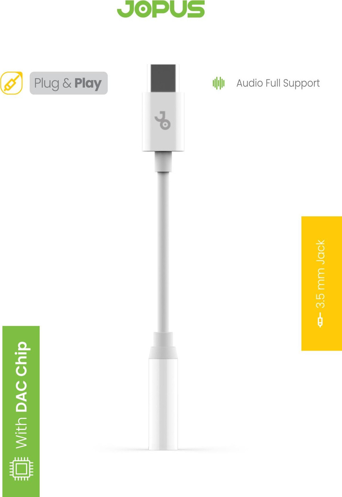 Universal Type-C DAC Çipli 3.5mm AUX Dönüştürücü Jopus JO-TY11
