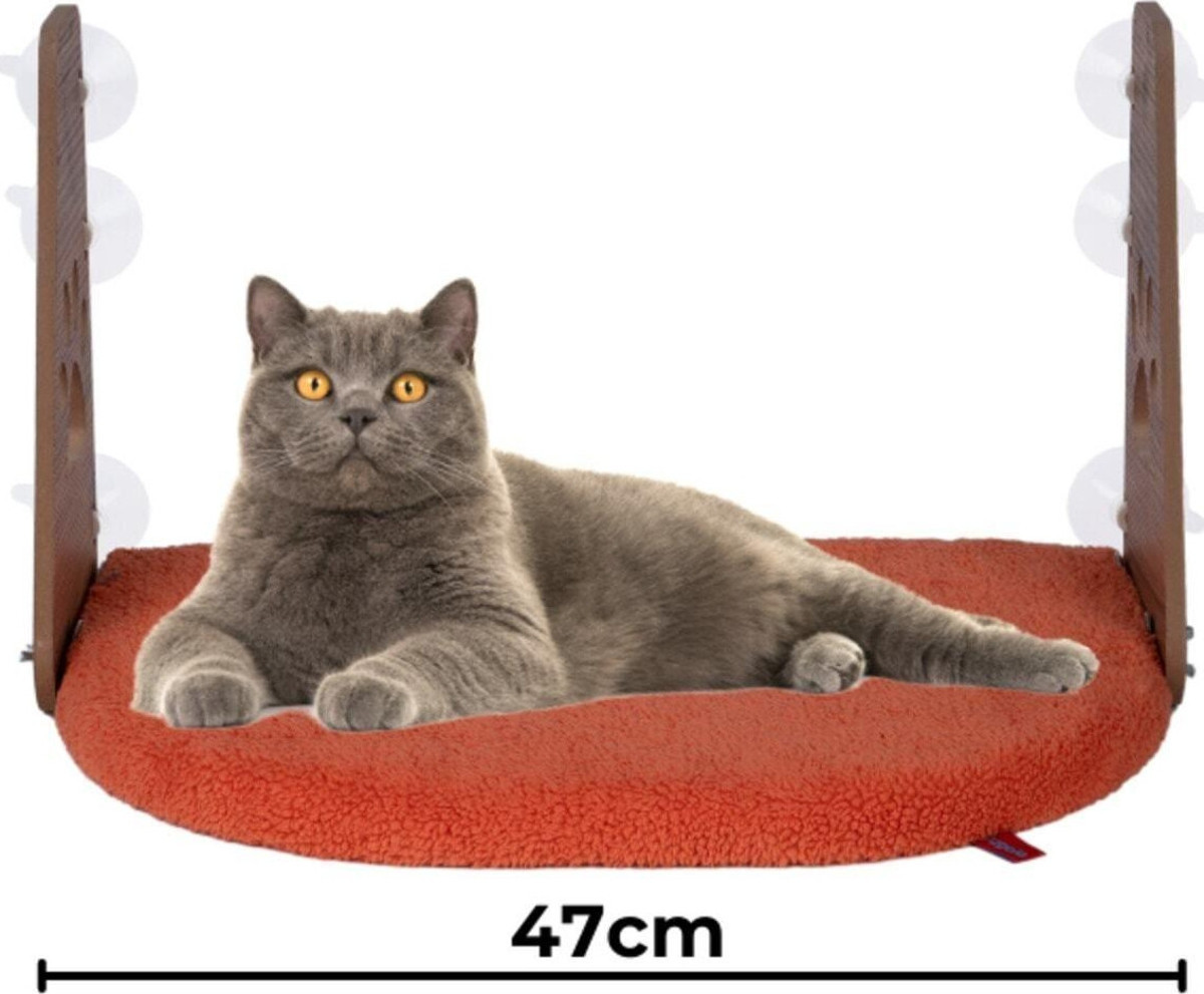 Pugalo Cam Yatağı Vantuzlu Kedi Cam Yatağı Vantuzlu Yatak Turuncu - idefix