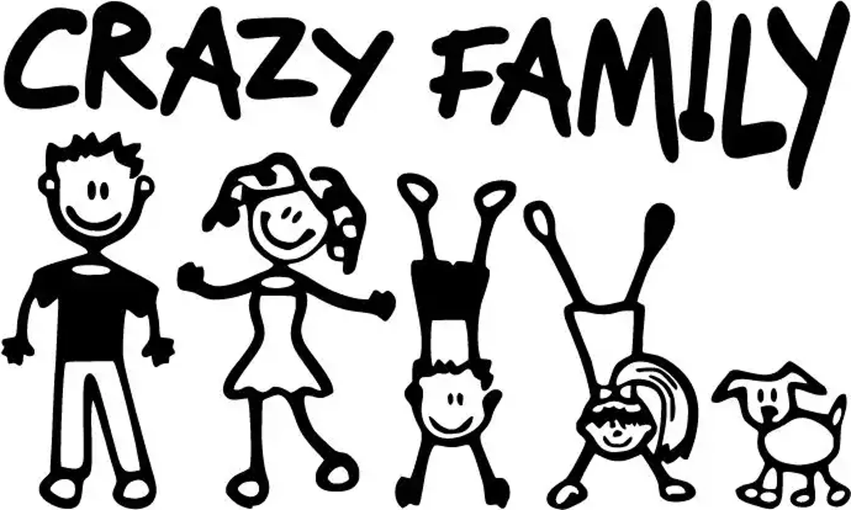 Crazy Family Sticker Duvar Dekor Sticker 40 x 24 cm - idefix