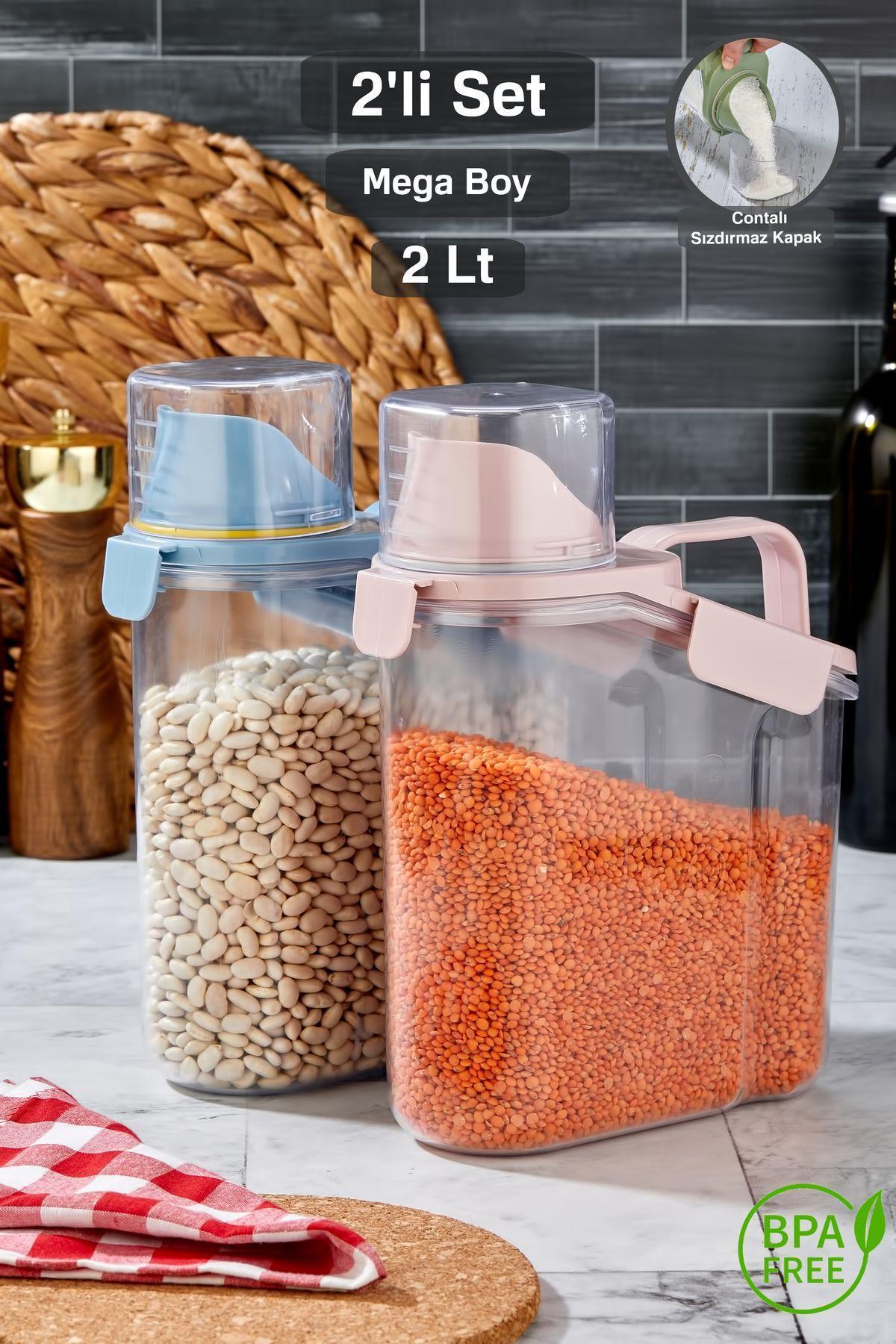 Tugomer 2'Li Unique 2 Lt Contalı Erzak Saklama Kabı - Ölçekli Bakliyat ...