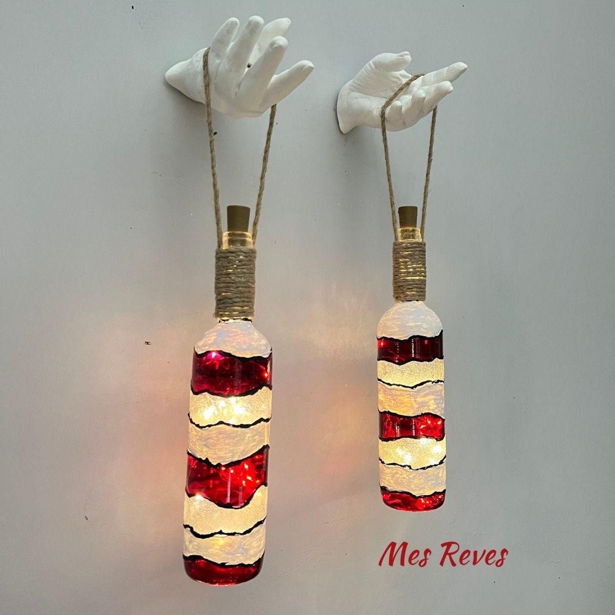 Mes Reves Design Kadın El Heykeli Dekorlu Peri Led Işıklı Kırmızı Beyaz ...