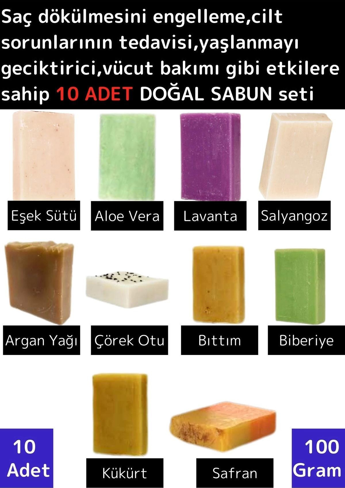 %100 Doğal Üretim 10 Farklı Cilt Sat Vücut Yüze Etkili Bitkisel Organik ...