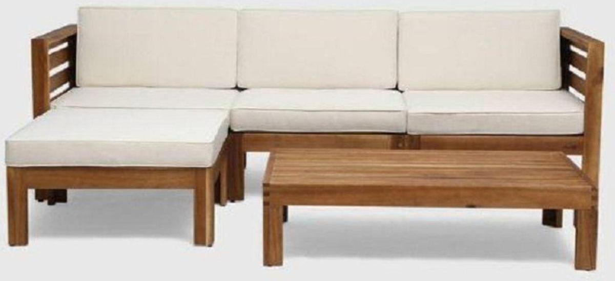 Zerka Concept Puzzle Masif Çam Ahşap Bahçe Balkon Sehpalı Köşe Takımı ...