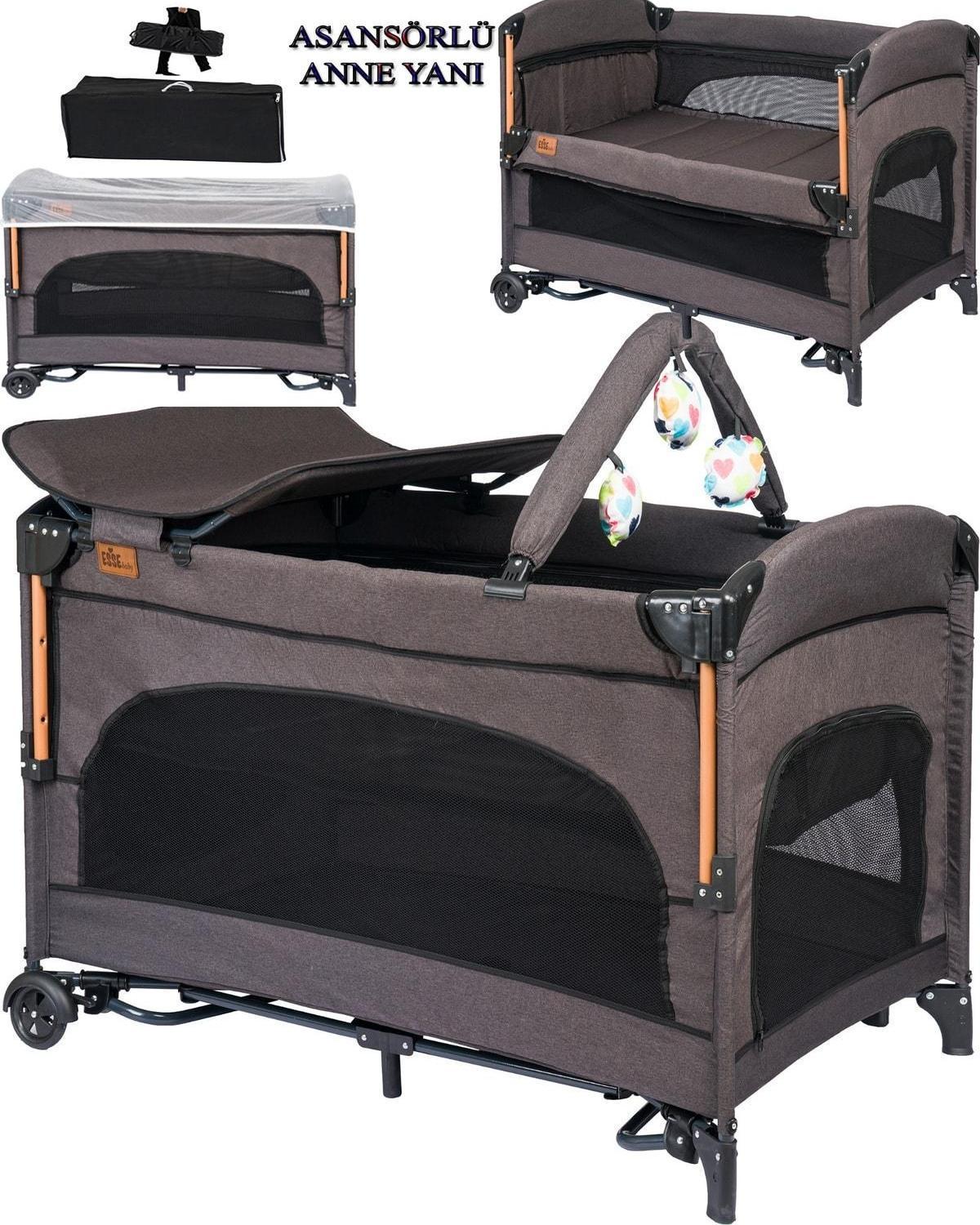 ESSE Baby Asansörlü Anne Yanı Park Beşik Yatak Oyun Parkı Beşik 70x110 ...