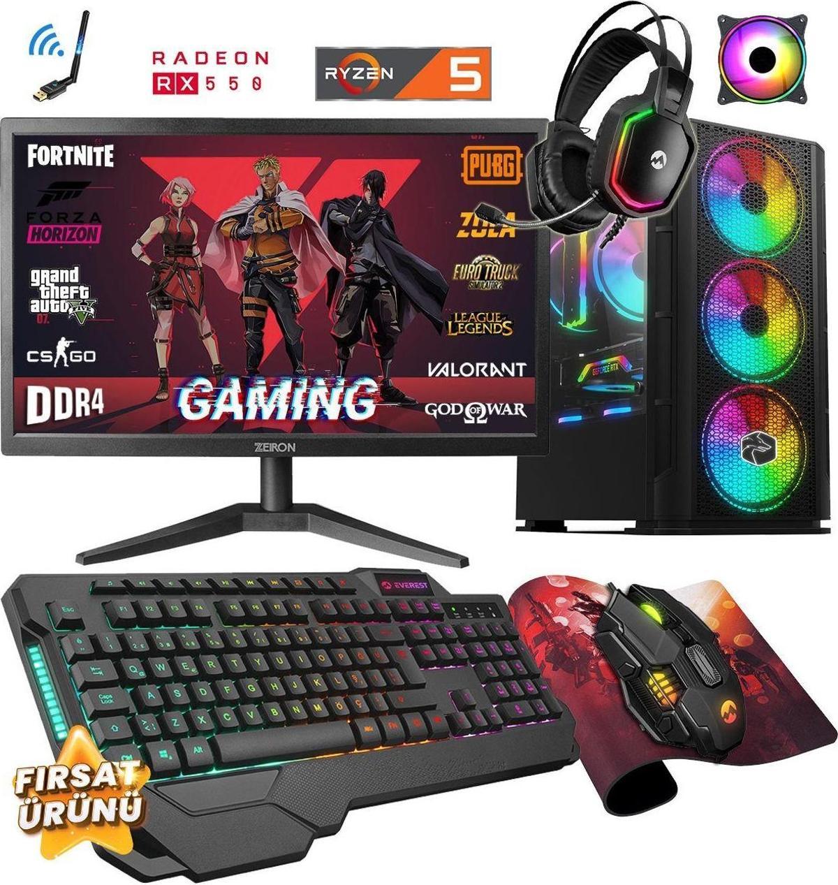 Zeiron Zrx12 Lite Ryzen 5 3600 16Gb Ram 256Gb Ssd Rx550 4Gb 19" Oyuncu Masaüstü Bilgisayar - idefix