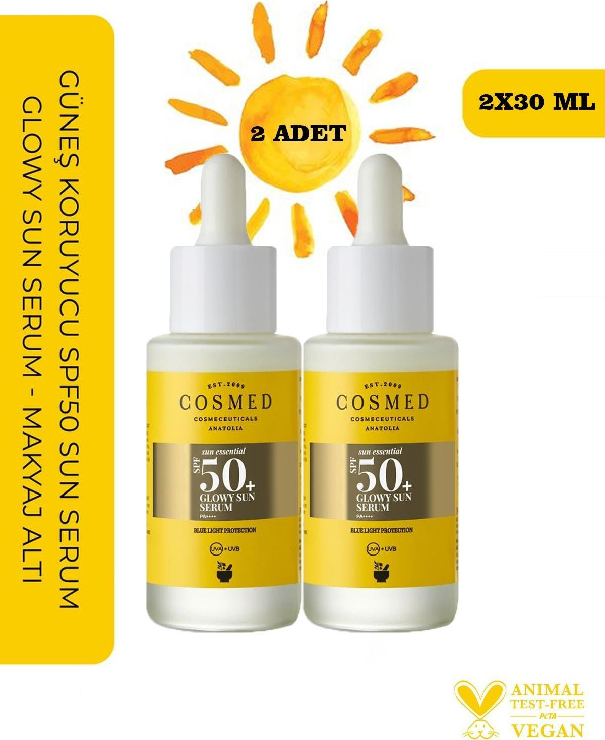 Cosmed Glowy Sun Serum SPF50 30 ml 2 Adet - idefix