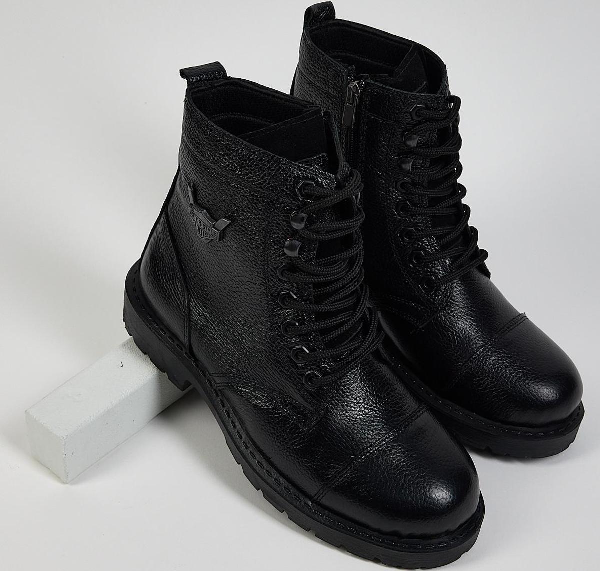 Tonny Black Erkek Siyah Rahat Kalıp Hakiki Deri Bağcıklı ve Fermuarlı ...