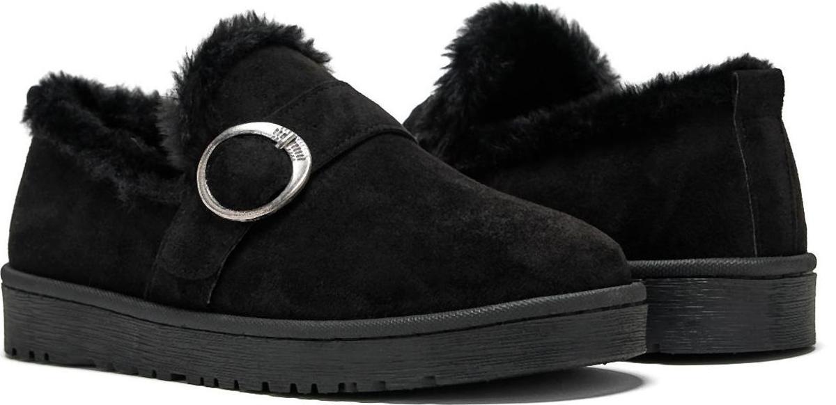 Tonny Black Kadın Siyah Süet Rahat Kalıp İçi Kürklü Tokalı Kısa Bot ...