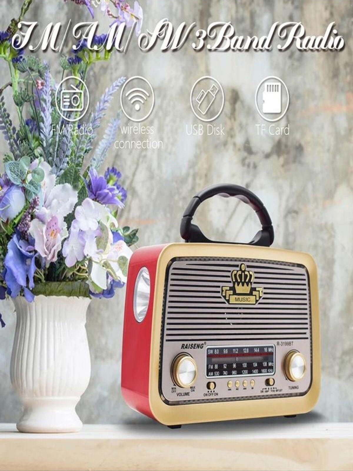 Ultratekno Şarjlı Nostaljik Radyo Bt/Usb/Sd/Aux El Fenerli Taşınabilir Müzik Kutusu Bluetooth ...