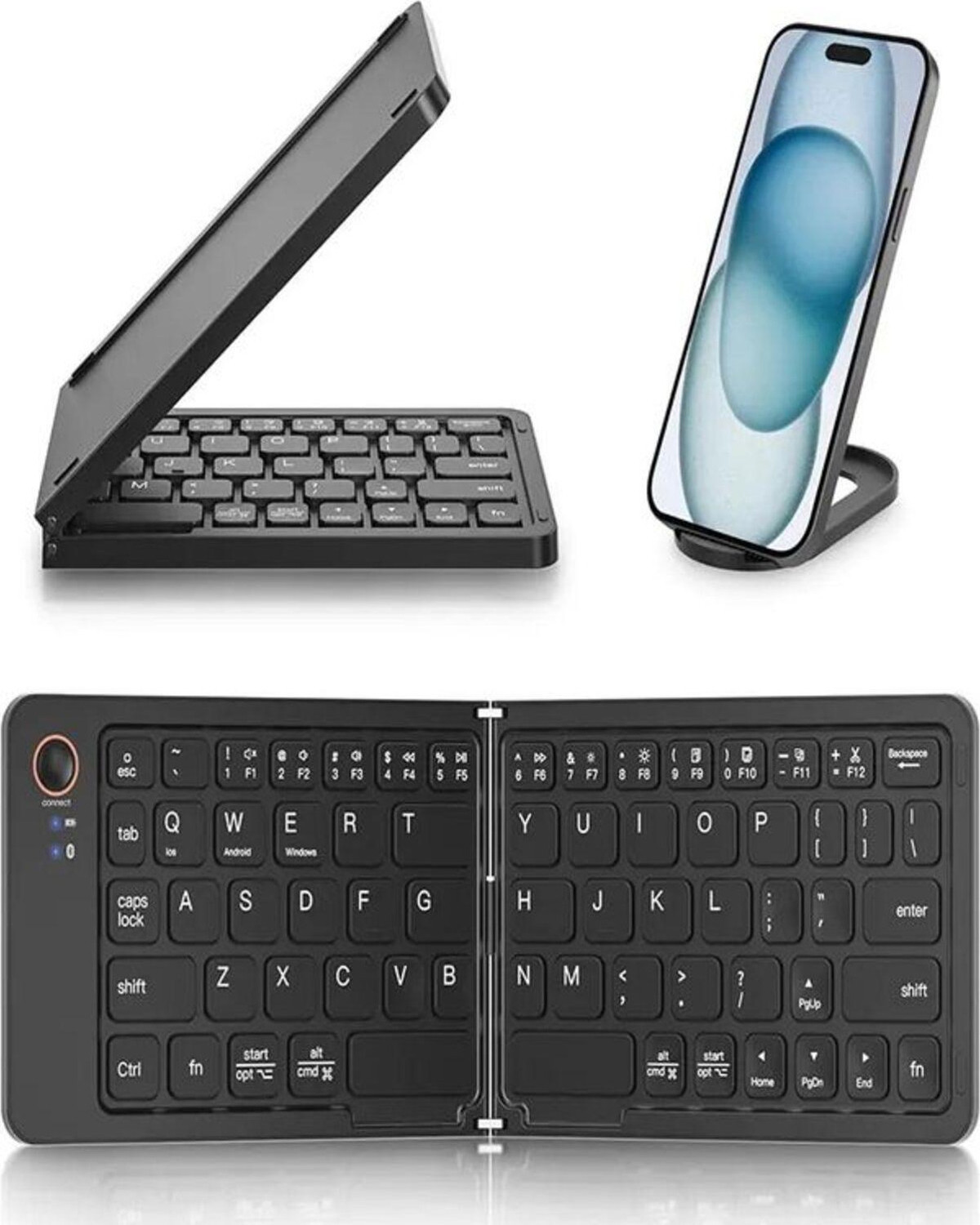 Ultratekno Ultra İnce Bluetooth'Lu Katlanabilir Mini Cep Klavye Telefon İpad Mac İos Android ...