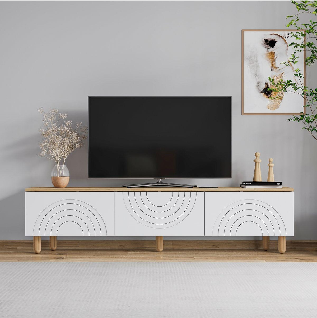 Mert Sert Mobilya Hardy Tv Ünitesi Tv Sehpası 180 cm Ahşap Ayaklı - idefix