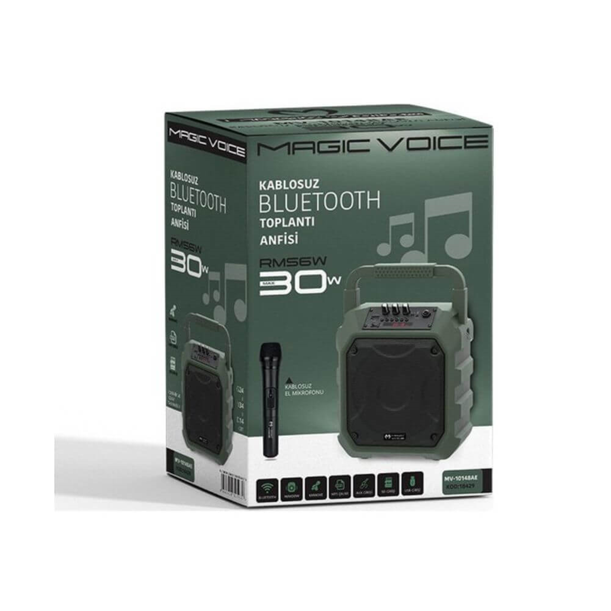 Magicvoice MV-10148AE Kablosuz El Mikrofonlu USB-SD-BT Taşınabilir Seyyar Ses Sistemi - idefix