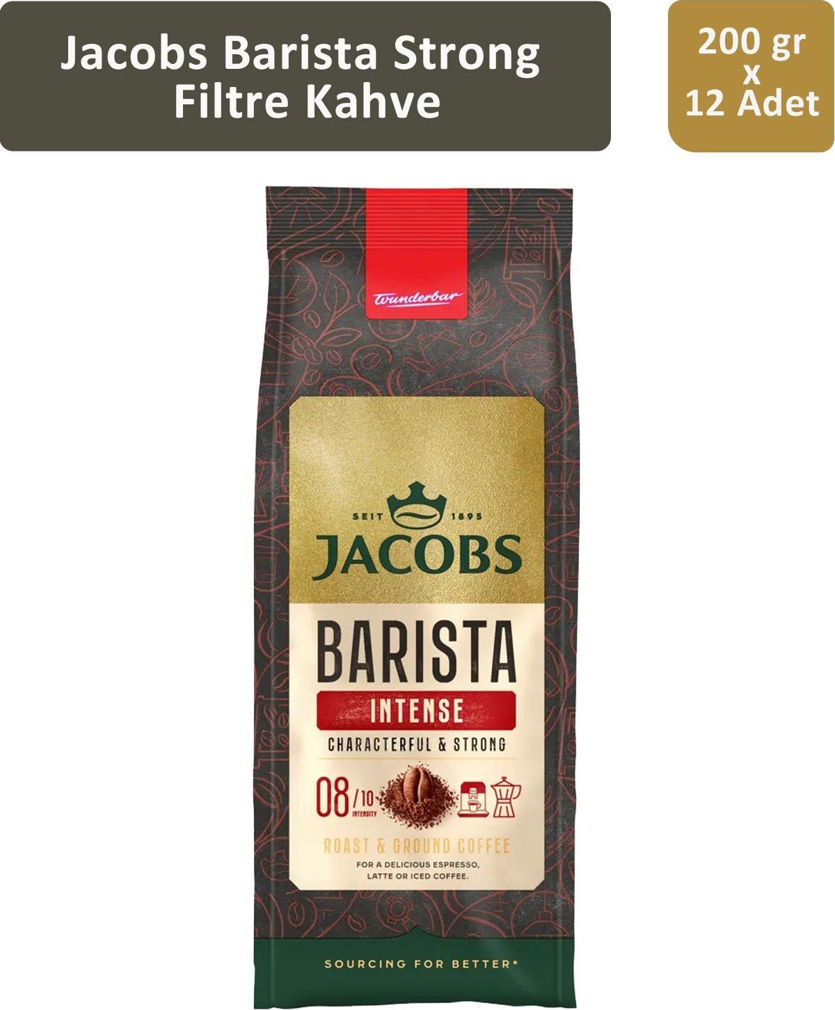 Jacobs Barista Strong Filtre Kahve 200 gr x 12 Adet