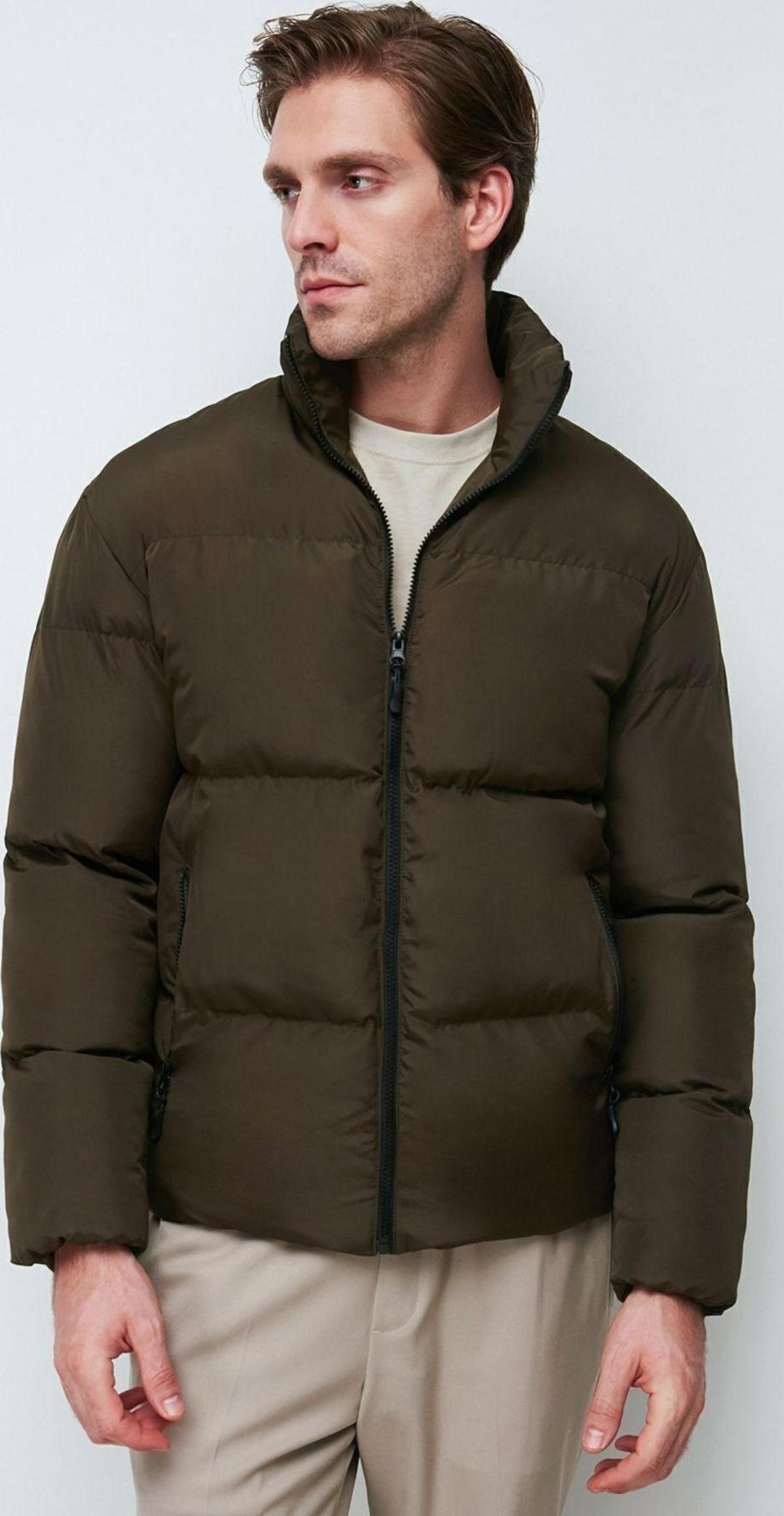 Erkek Haki Içi Astarlı Rüzgar Geçirmez Şişme Kışlık Mont - idefix