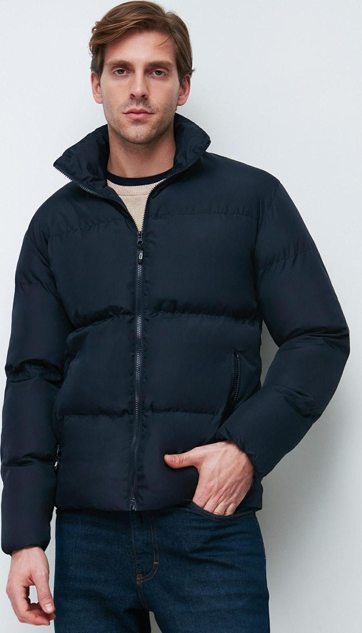 Erkek Lacivert Içi Astarlı Rüzgar Geçirmez Şişme Kışlık Mont - idefix