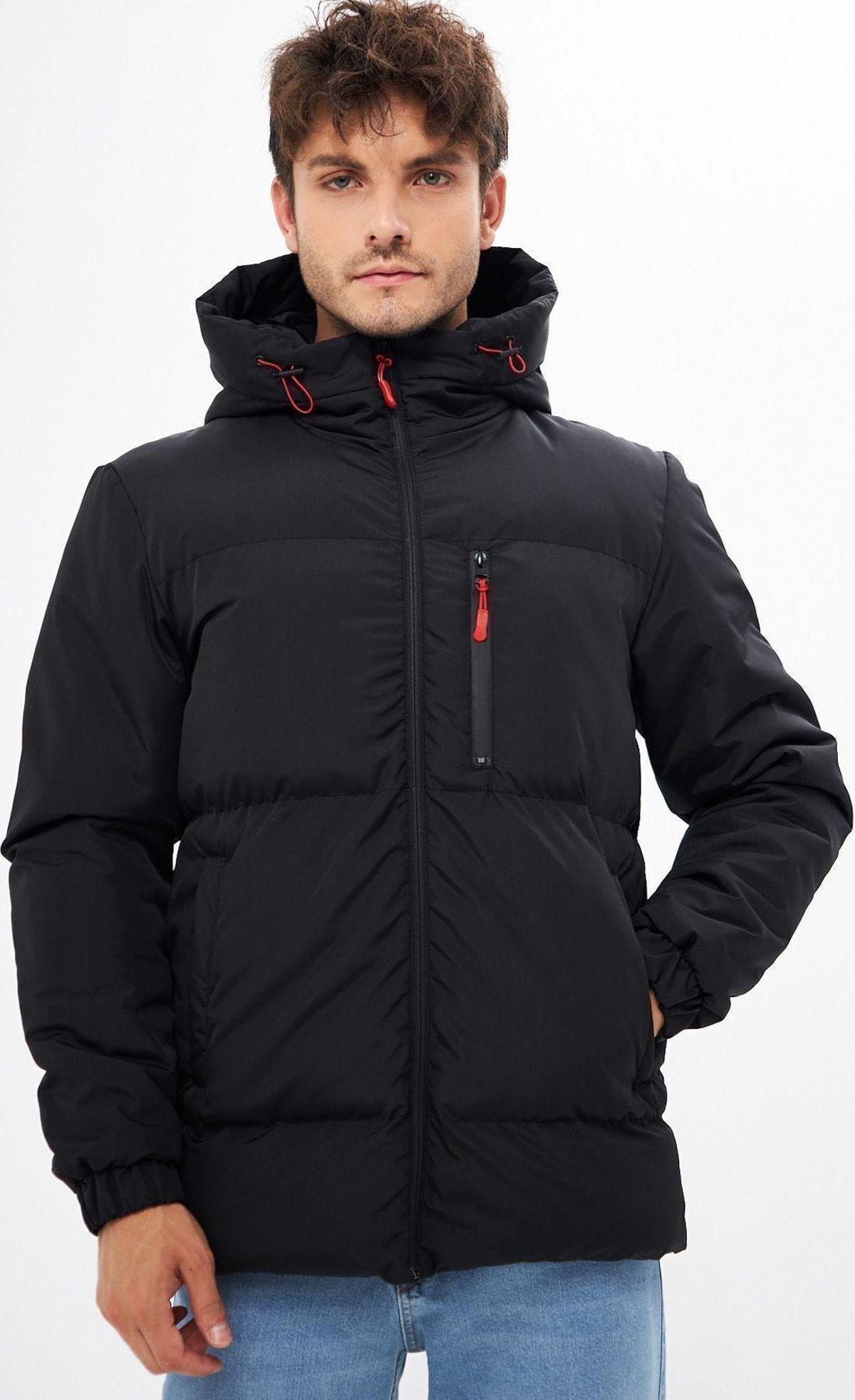 Erkek Siyah Içi Kalın Astarlı Kapüşonlu Şişme Kışlık Mont - idefix