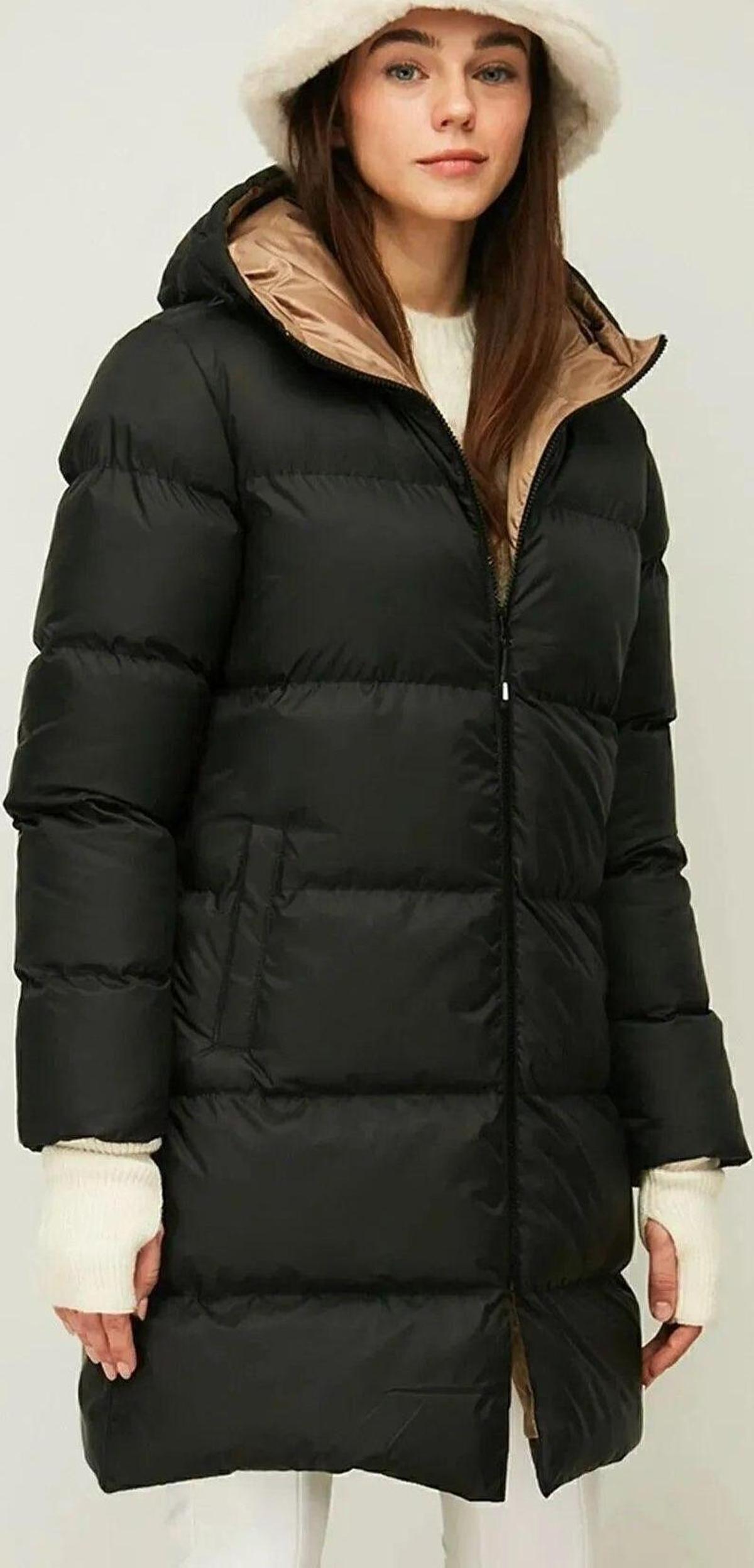 Kadın Siyah Su Ve Rüzgar Geçirmez Kapüşonlu Kışlık Mont & Kaban & Parka ...