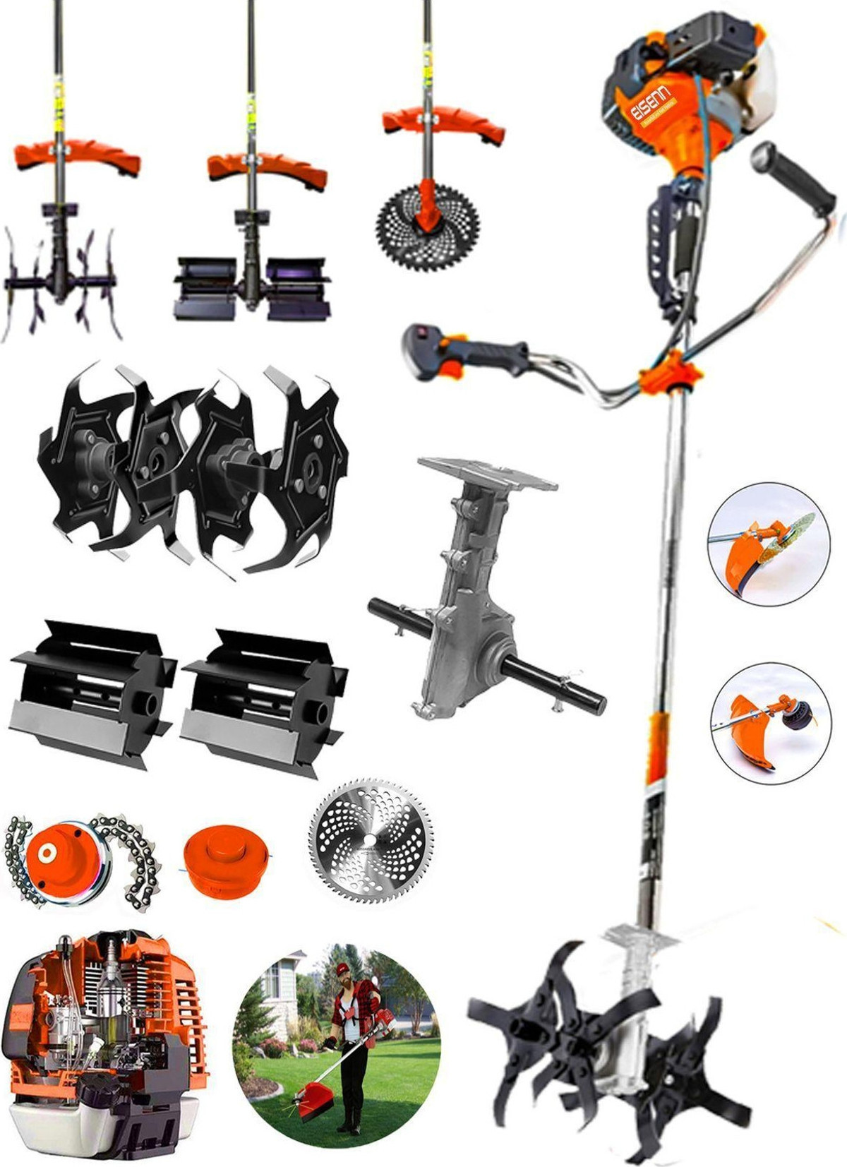 Eisenn Alman Vpower 20 Hp Yan Tipi Ot Çim Çalı Biçme Tırpanı Toprak ...