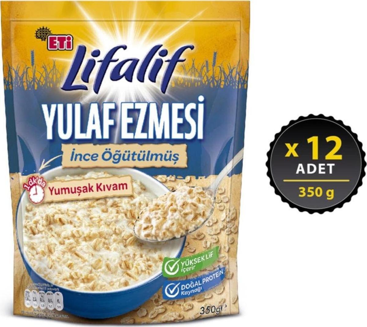 Eti Lifalif Yulaf Ezmesi İnce Öğütülmüş 350 Gr x 12 Adet - idefix